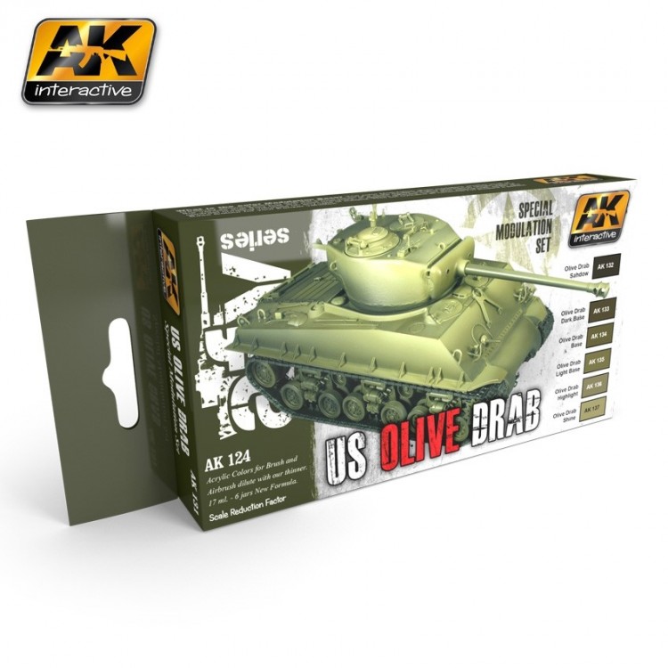 AK Interactive colors OLIVE DRAB - Modulation Set (6 x 17 ml) AK131